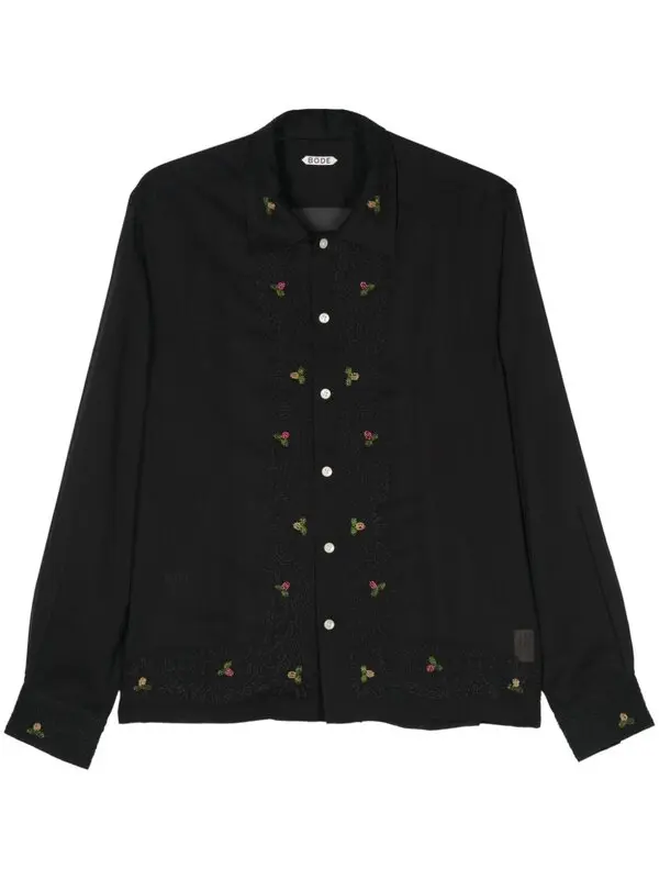 BODE Beaded Framboise Semi-sheer Shirt