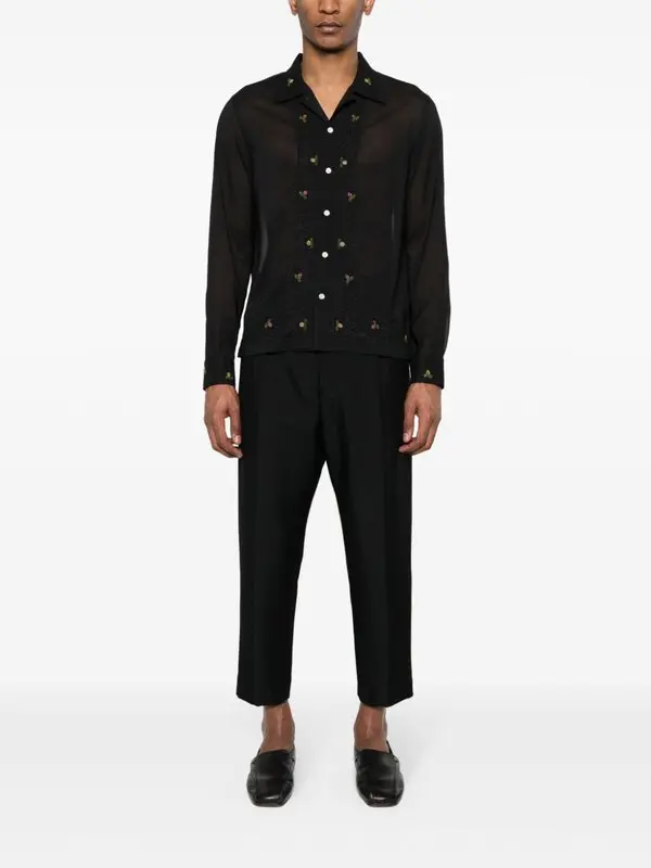 BODE Beaded Framboise Semi-sheer Shirt