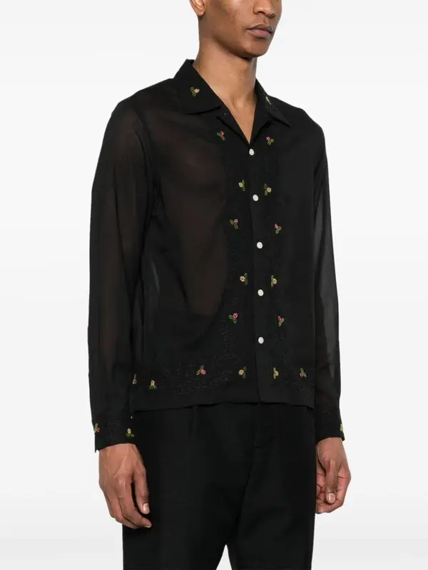 BODE Beaded Framboise Semi-sheer Shirt