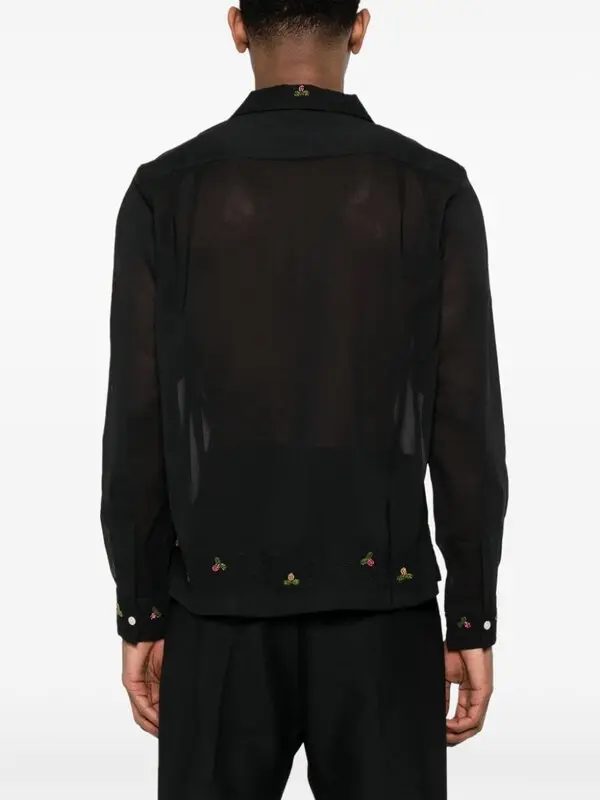 BODE Beaded Framboise Semi-sheer Shirt