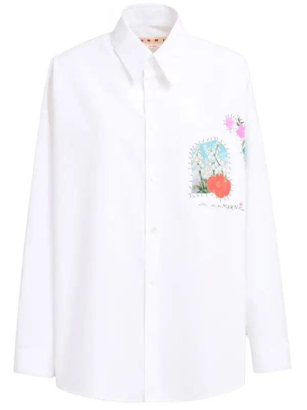 Marni Floral-appliqué Cotton Shirt