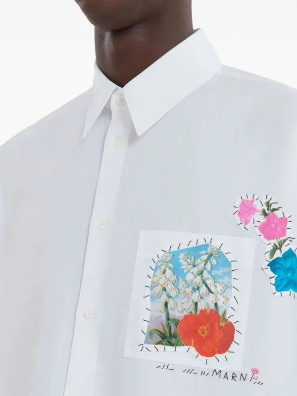 Marni Floral-appliqué Cotton Shirt