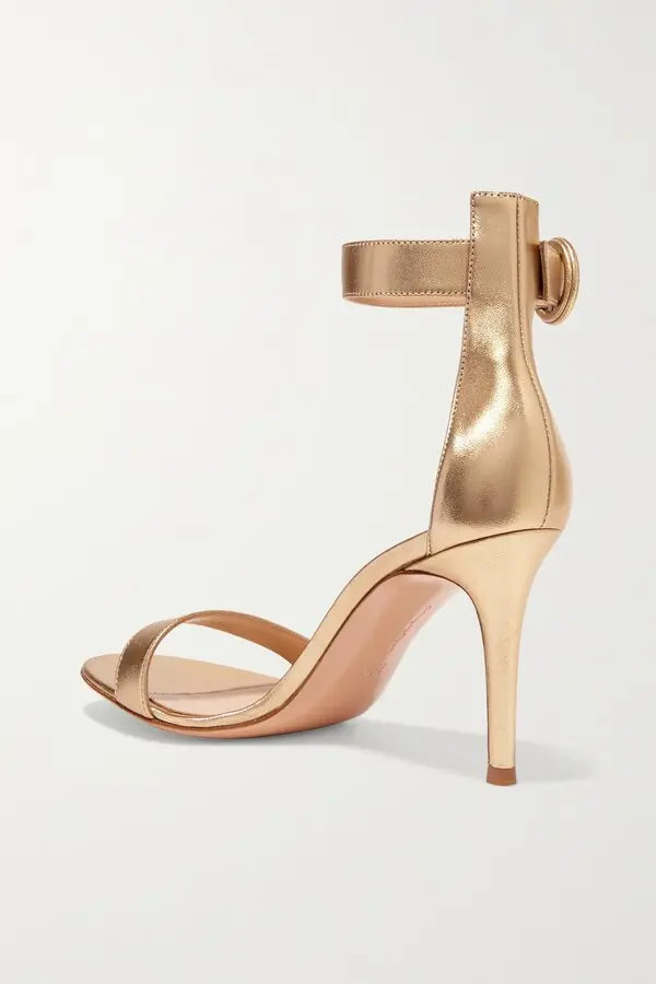 GIANVITO ROSSI Portofino 85 Metallic Leather Sandals - Gold