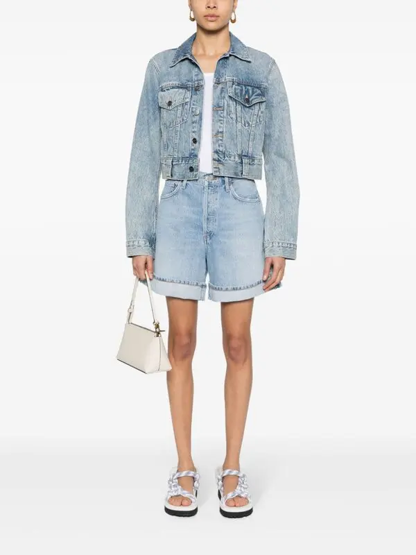 AGOLDE Dame High-waisted Denim Shorts - Blue
