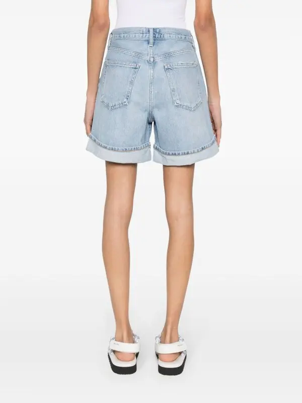 AGOLDE Dame High-waisted Denim Shorts - Blue