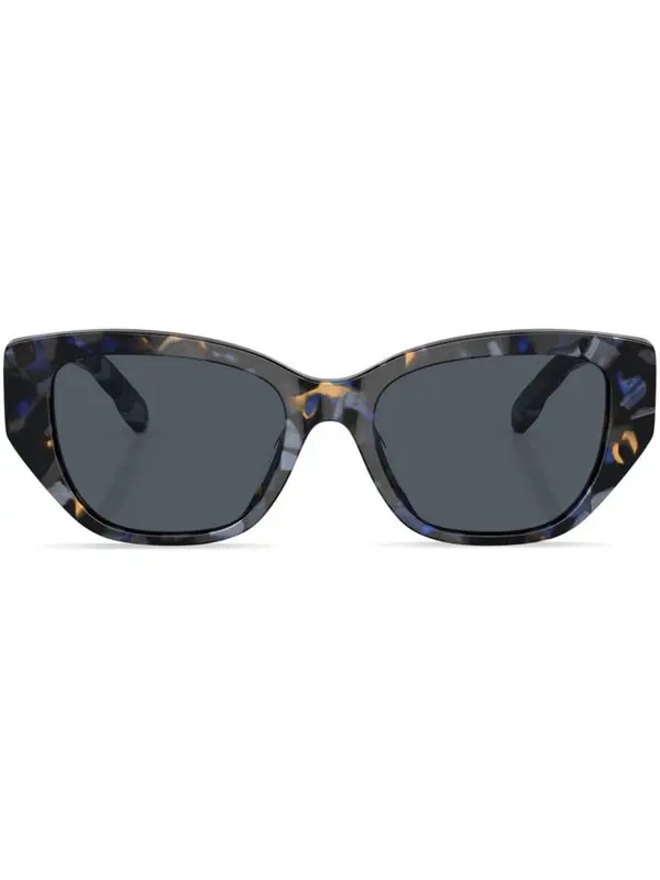 Tory Burch Graphic-print Geometric-frame Sunglasses - Blue