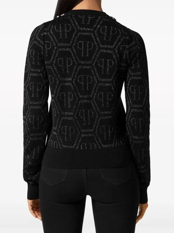 Philipp Plein Monogram Crystal-embellished Jumper - Black