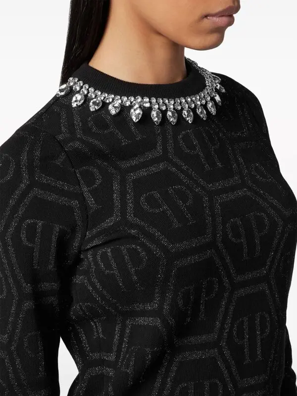 Philipp Plein Monogram Crystal-embellished Jumper - Black