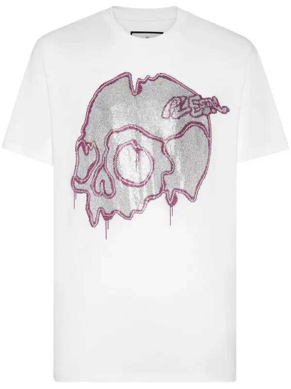Philipp Plein Dripping Skull Cotton T-shirt - White