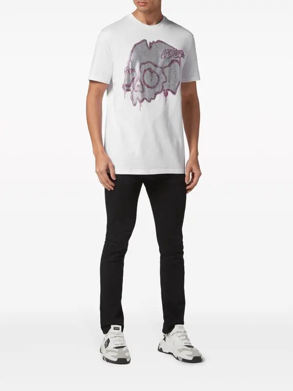 Philipp Plein Dripping Skull Cotton T-shirt - White