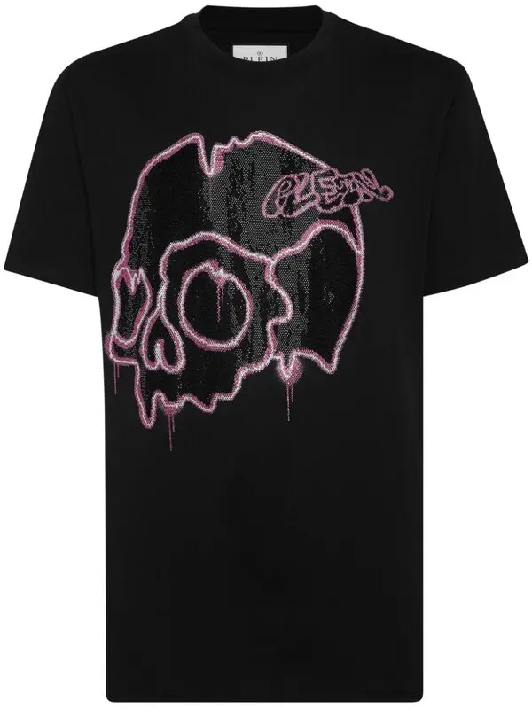 Philipp Plein Dripping Skull Cotton T-shirt - Black
