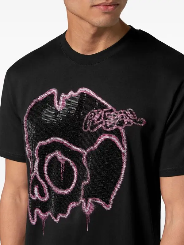Philipp Plein Dripping Skull Cotton T-shirt - Black