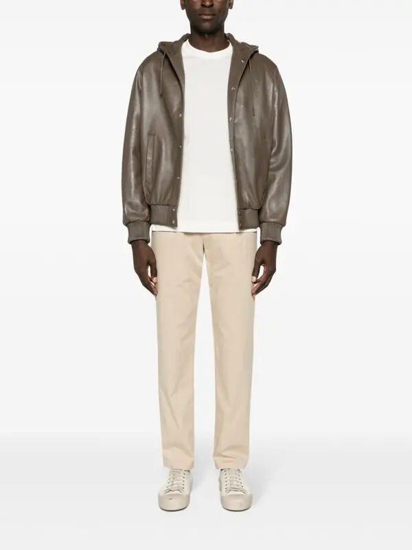 Emporio Armani Hooded Leather Bomber Jacket