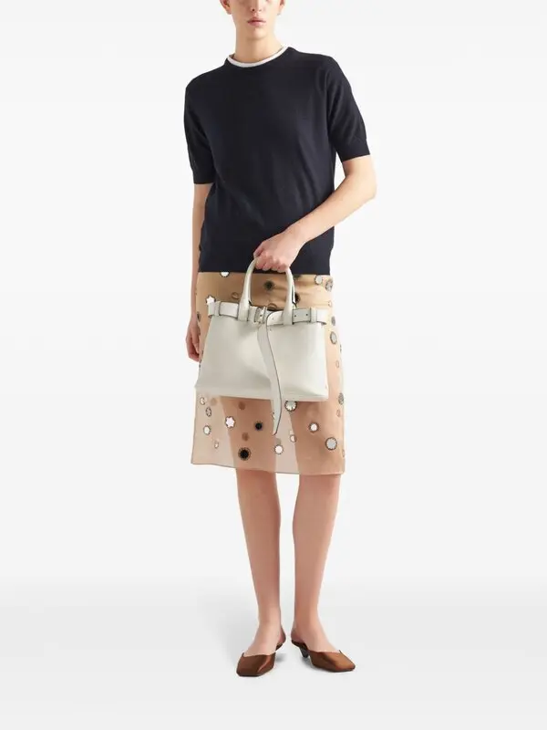 Prada Small Buckle Tote - White