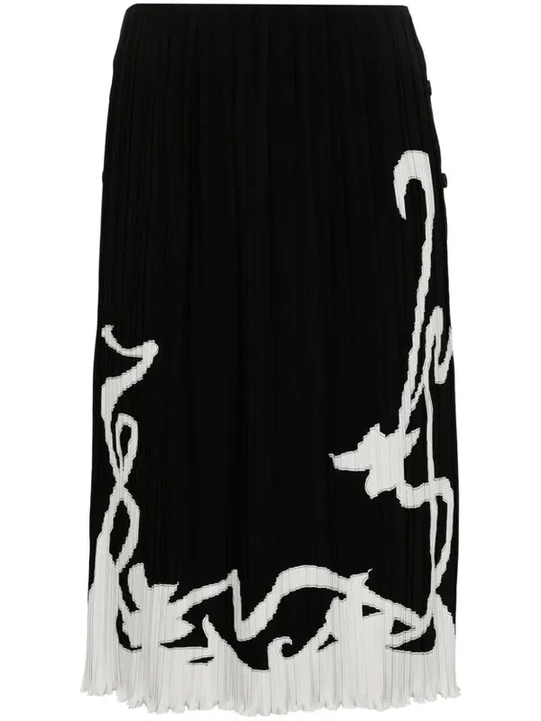 LANVIN Two-tone Pleated Skirt - Black