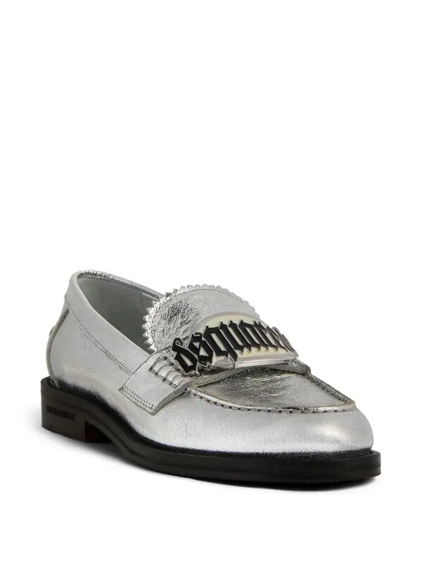 Dsquared2 Metallic Leather Loafers - Silver