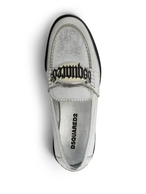 Dsquared2 Metallic Leather Loafers - Silver