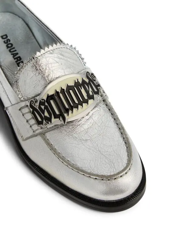 Dsquared2 Metallic Leather Loafers - Silver