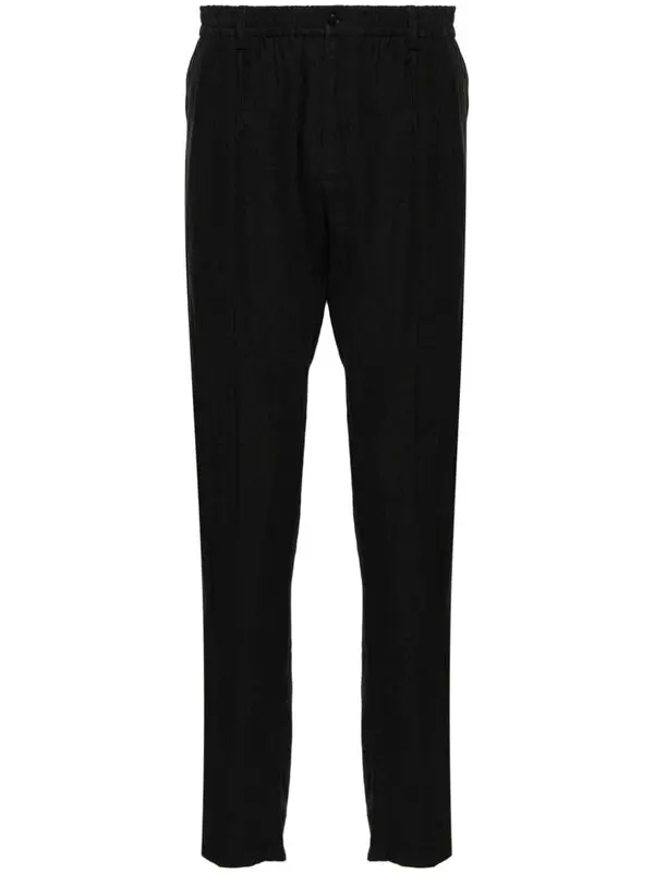 Emporio Armani Mid-rise Tapered Linen Trousers