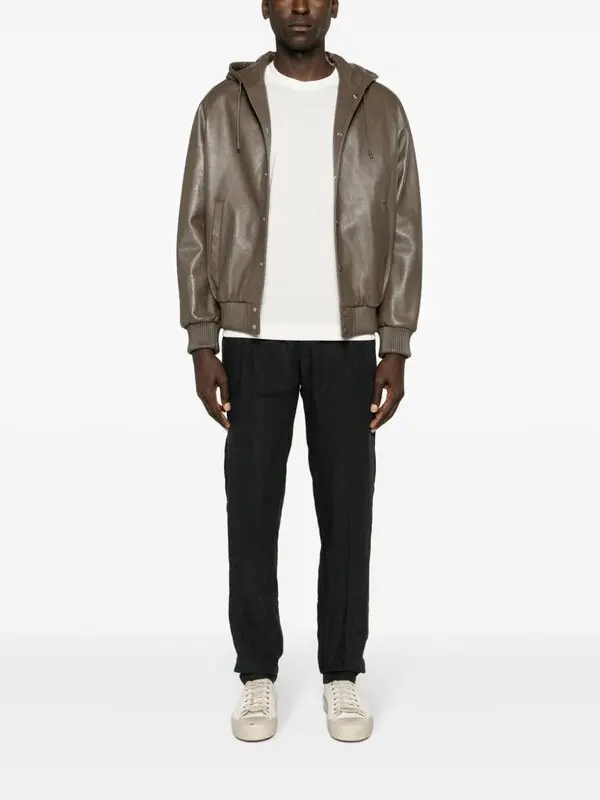 Emporio Armani Mid-rise Tapered Linen Trousers