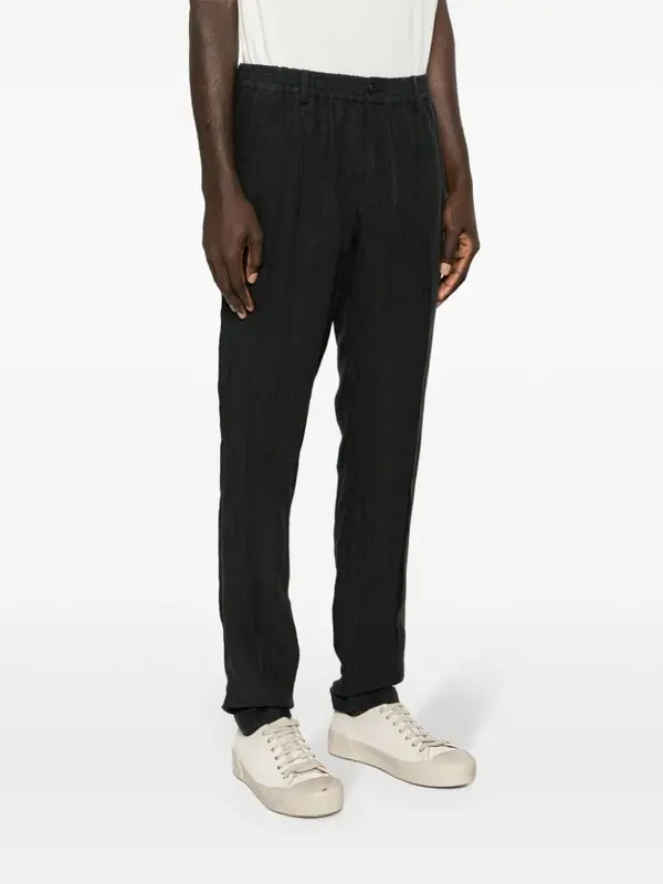 Emporio Armani Mid-rise Tapered Linen Trousers