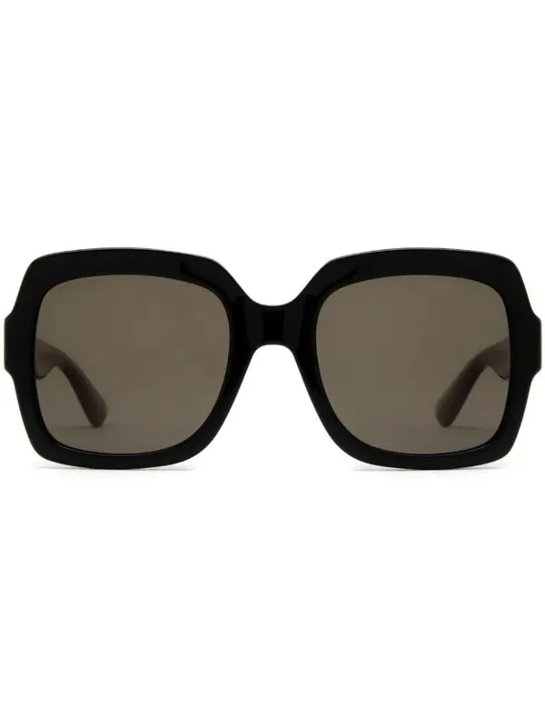 Gucci Web-stripe Square-frame Sunglasses - Black