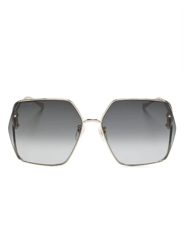 Gucci Oversized Square Frame Sunglasses - Gold