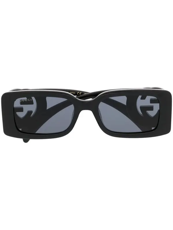 Gucci Interlocking G Rectangle-frame Sunglasses - Black