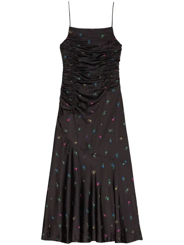 GANNI Ruched Slip Dress
