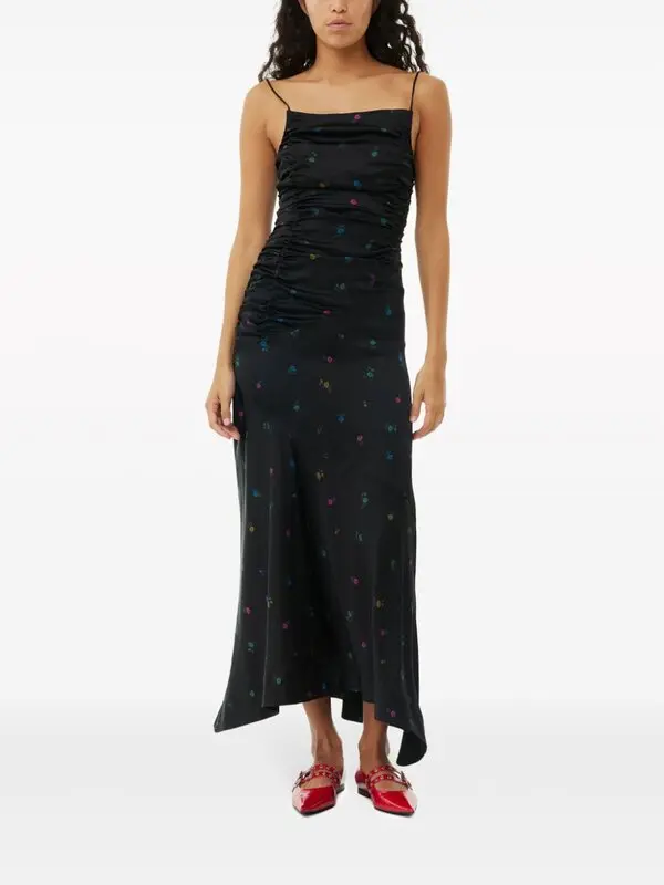 GANNI Ruched Slip Dress