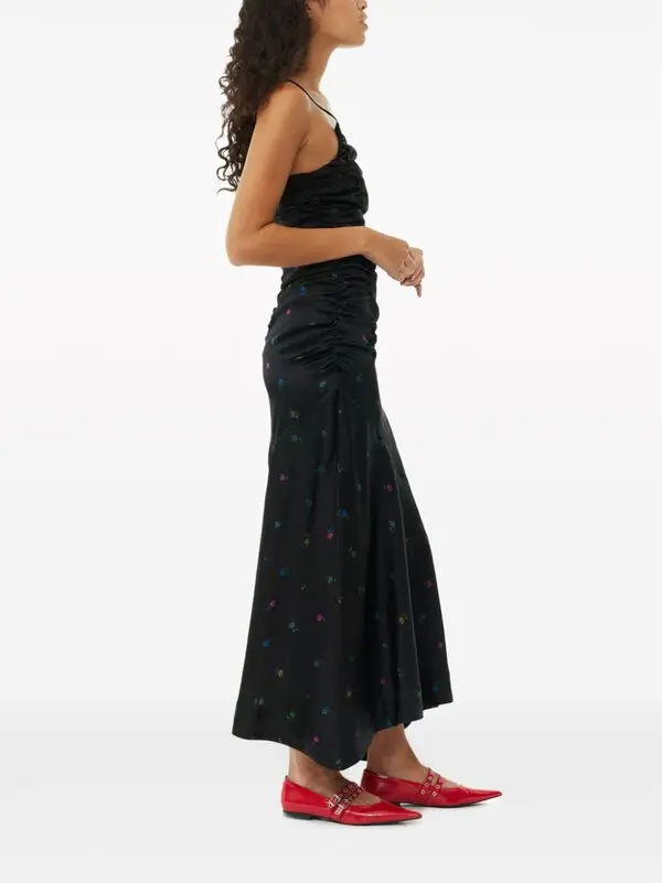 GANNI Ruched Slip Dress