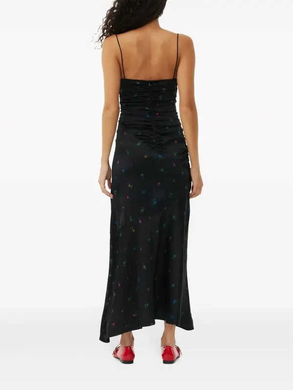 GANNI Ruched Slip Dress