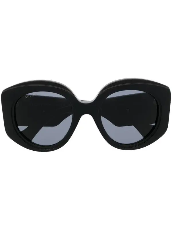 Gucci Interlocking-g Round-frame Sunglasses - Black