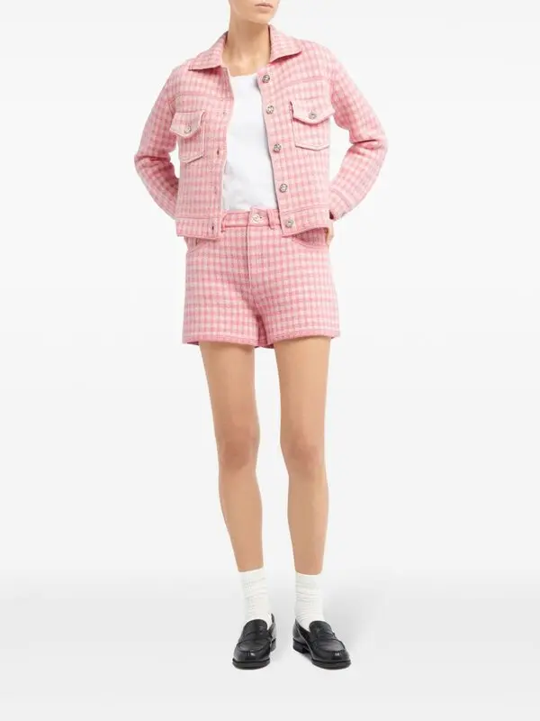 BARRIE Gingham-check Cashmere-blend Shorts - Pink