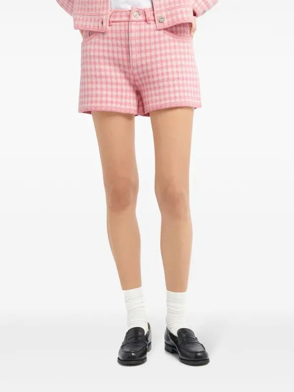 BARRIE Gingham-check Cashmere-blend Shorts - Pink