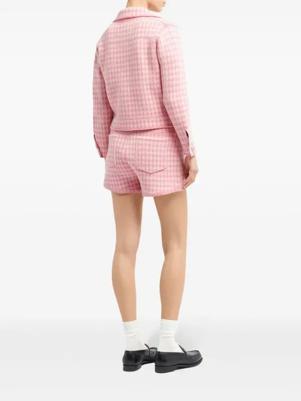 BARRIE Gingham-check Cashmere-blend Shorts - Pink