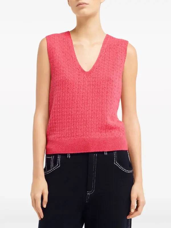 BARRIE V-neck Cashmere Top - Pink