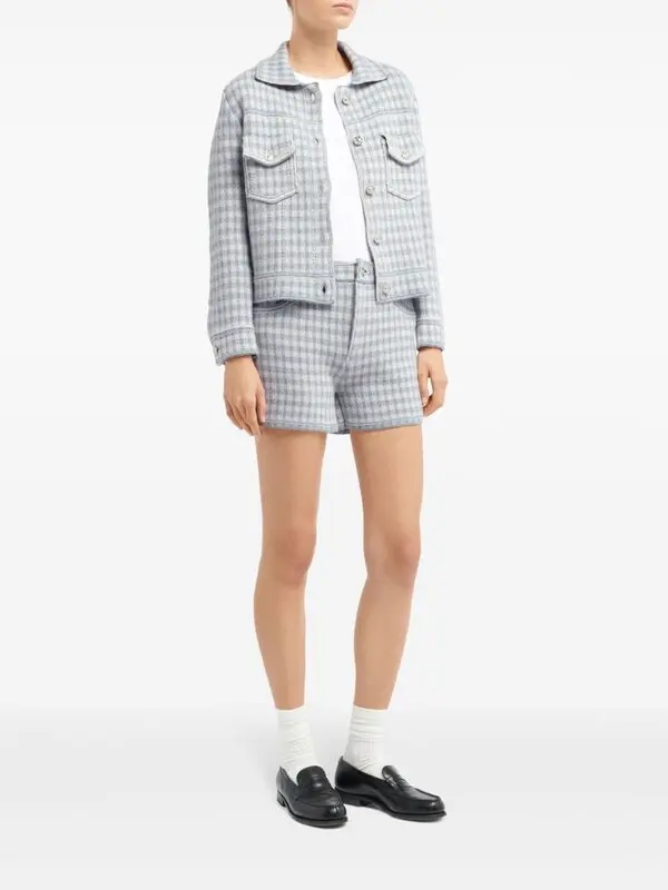 BARRIE Gingham-check Cashmere-blend Shorts - Grey