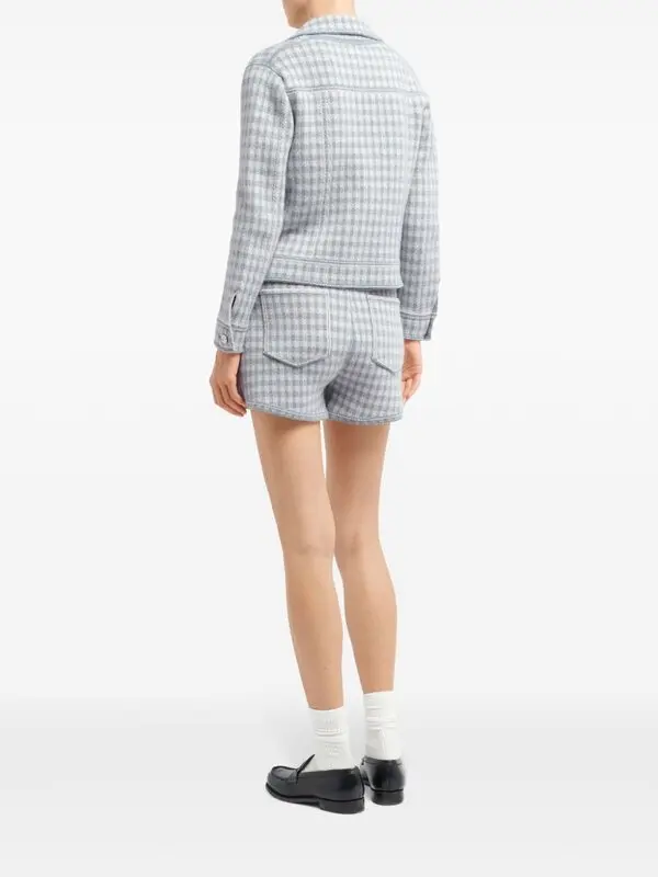 BARRIE Gingham-check Cashmere-blend Shorts - Grey