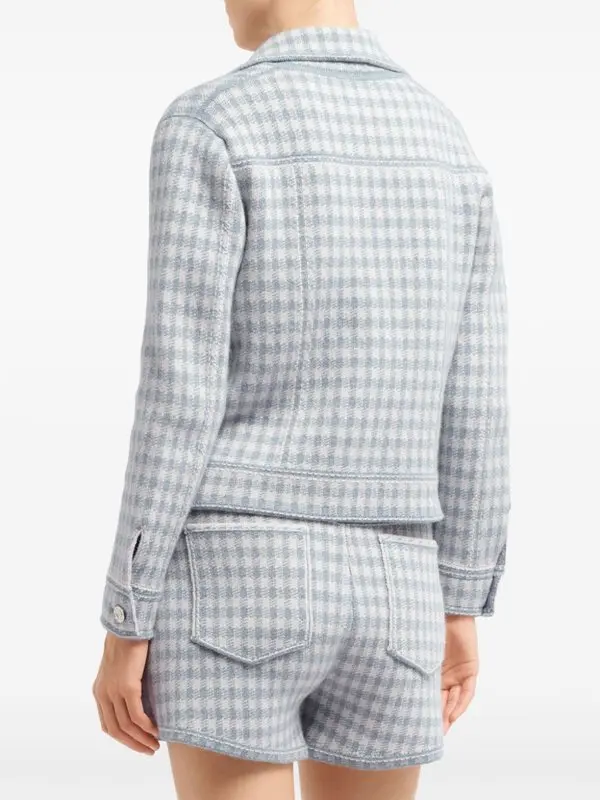 BARRIE Gingham-check Cashmere-blend Shorts - Grey