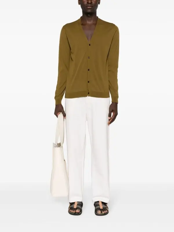 ROBERTO COLLINA Button-up Fine-knit Cardigan - Green