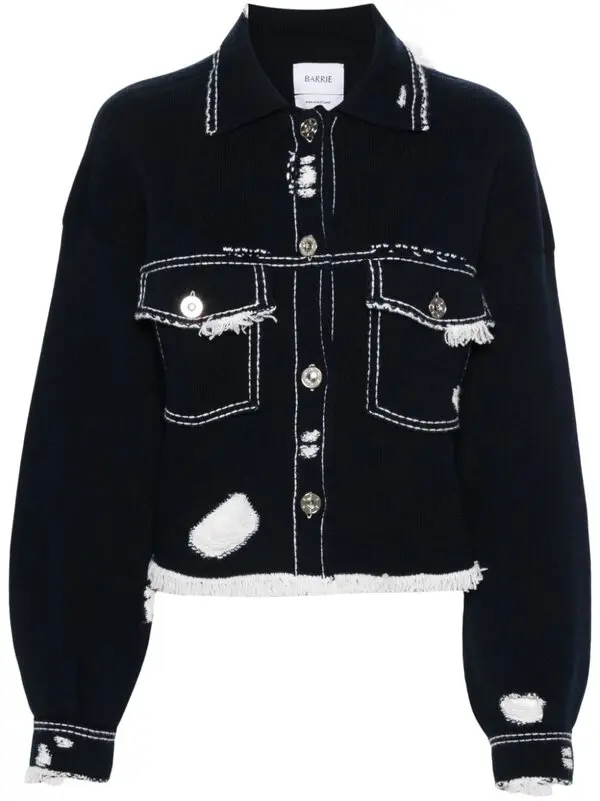 BARRIE Fringed Denim Jacket - Blue
