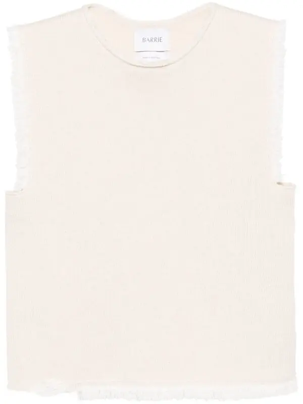BARRIE Frayed-detail Knit Top - Neutrals