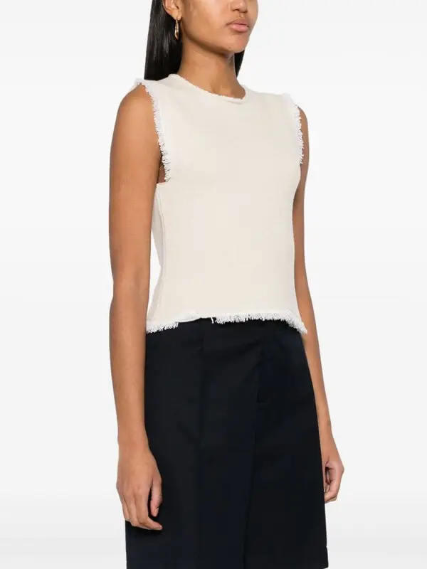 BARRIE Frayed-detail Knit Top - Neutrals