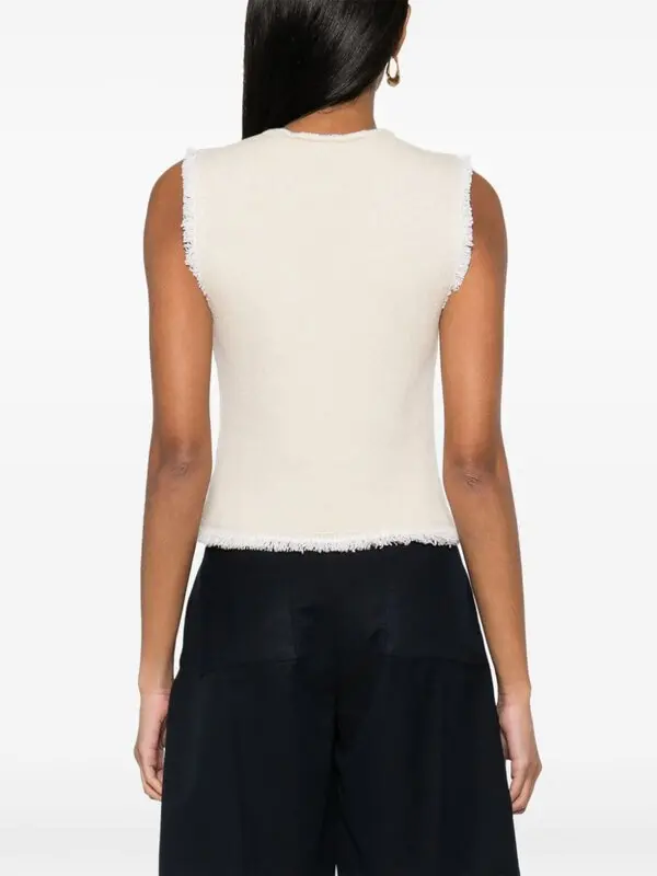 BARRIE Frayed-detail Knit Top - Neutrals