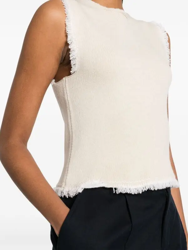 BARRIE Frayed-detail Knit Top - Neutrals