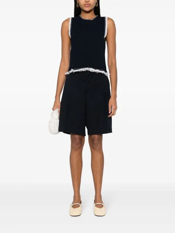 BARRIE Frayed-detailing Knitted Top - Blue
