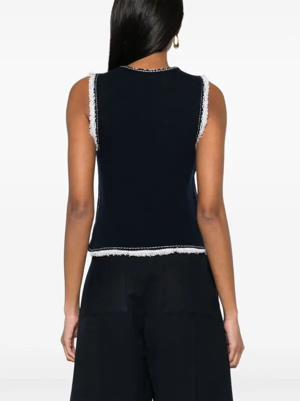 BARRIE Frayed-detailing Knitted Top - Blue