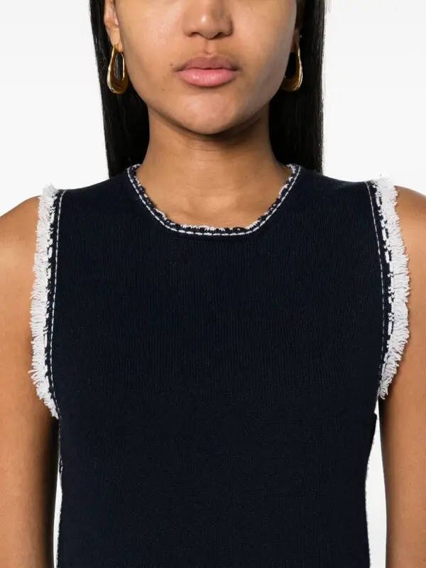 BARRIE Frayed-detailing Knitted Top - Blue