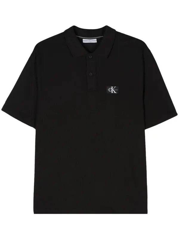 Calvin Klein Logo-patch Check-pattern Polo Shirt